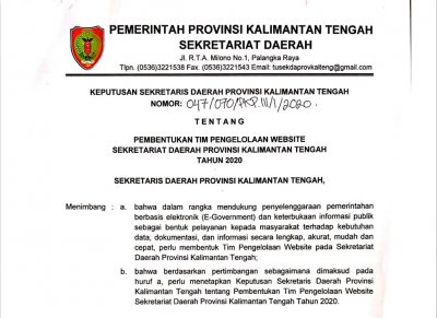 Setda Prov Kalteng - Pengelola Website